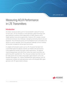 Measuring ACLR Performance in LTE Transmitters | Keysight