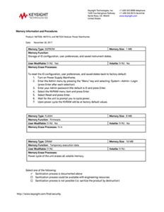 N6700B, N6701A, N6702A Memory Information | Keysight