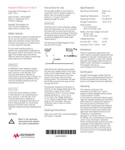 34330A Current Shunt Operating Instructions | Keysight